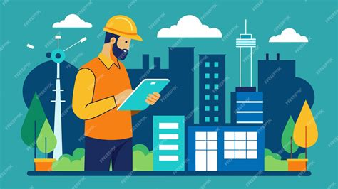 Premium Vector An Engineer Conducting Energy Assessments For Large Office Buildings To