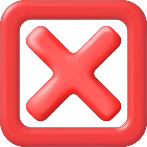 D Wrong Button In Square Shape Png