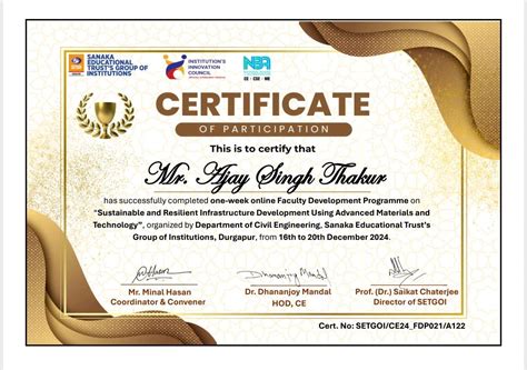 Ajay Singh Thakur On Linkedin Completed One Week Fdp On Sustainable