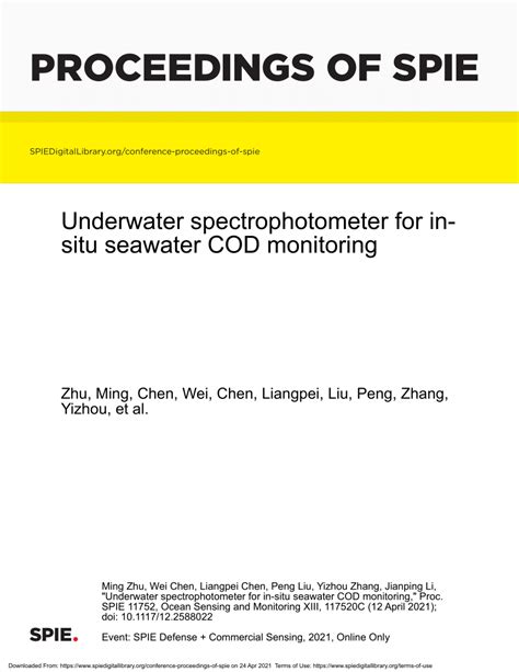 Pdf Underwater Spectrophotometer For In Situ Seawater Cod Monitoring
