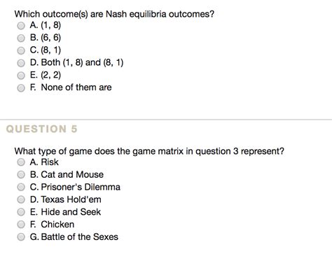 Solved Use The Following Game Matrix For Questions 3 4 And