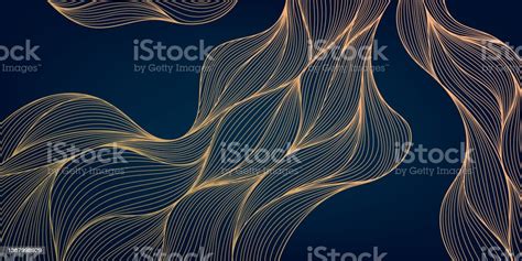 벡터 추상 적 고급 황금 벽지 물결 모양의 라인 아트 배경 아르 데코 패턴 인쇄 직물 포장 디자인에 대한 질감 빈티지 일러스트레이션 패턴에 대한 스톡 벡터 아트 및 기타