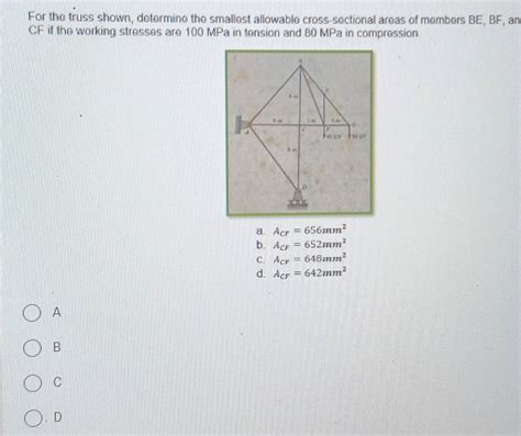 Nalutasfor The Truss Shown Determine The Smallest Allowable Cross