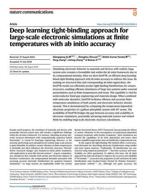 Pdf Deep Learning Tight Binding Approach For Large Scale Electronic