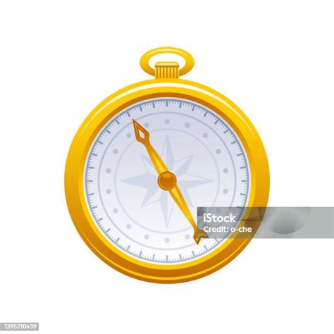 만화 나침반 벡터 일러스트레이션 빈티지는 오래된 황금 나침반을 고립 시켰습니다 흰색에 해상 골동품 아이콘 북남동 서지도 방향 바람은 자석 화살과 함께 상승했다 3d 방향