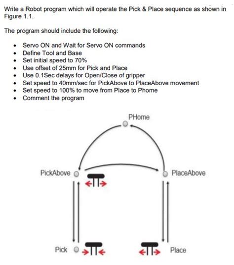 solved write a robot program which will operate the pick and