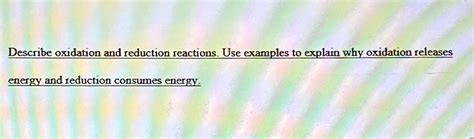 Describe Oxidation And Reduction Reactions Use Examples To Explain Why