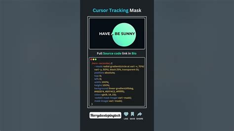 🖱 Amazing Cursor Tracking Mask Animation 🎨⚡shorts Shortvideo Css3