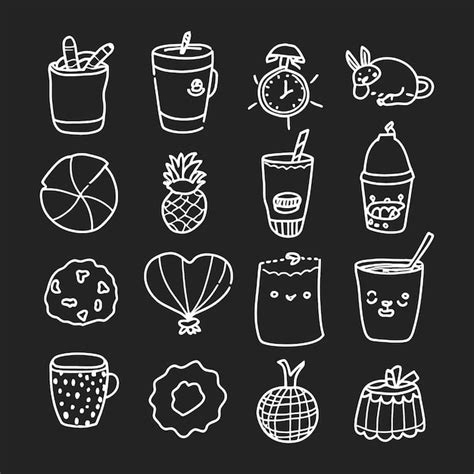 Premium Vector Cute Doodle Different Objects Set