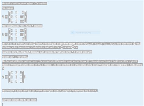 We Want To Switch Rows Of A Given N X N Matrix A Chegg Com