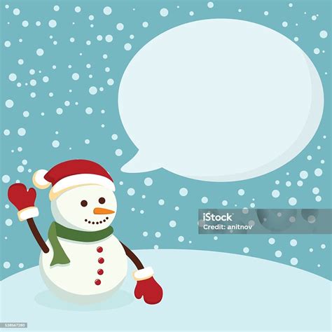 눈사람 블루 지급어음 풍선말 얘기합시다 겨울에 대한 스톡 벡터 아트 및 기타 이미지 겨울 계절 귀여운 Istock