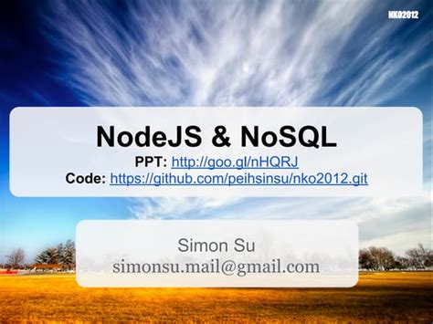 Nko Workshop Node Js And Nosql Ppt