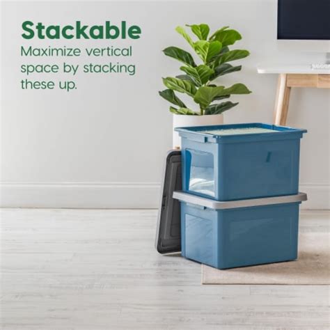 Iris Usa 4pack 35 Qt File Organizer Plastic Box For Letter Legal Navy 1 Unit Kroger