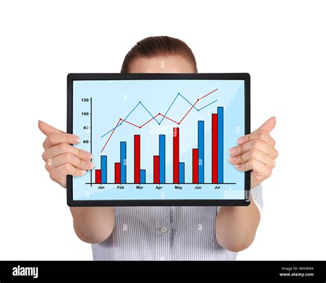 Woman With Touch Pad With Graph Stock Photo Alamy