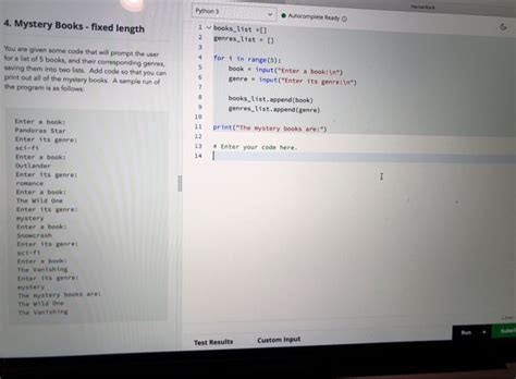 Solved Python 3 Autocomplete Ready 4 Mystery Books Fixed
