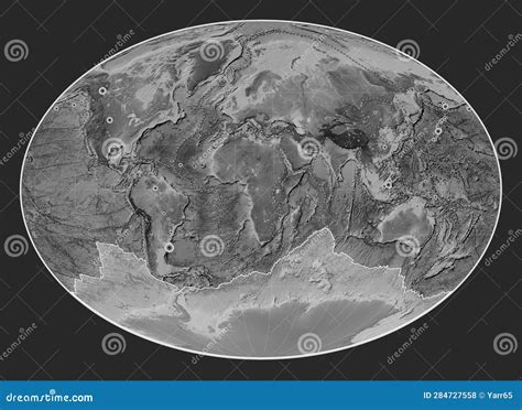 Antarctica Tectonic Plate Grayscale Fahey Earthquakes And Bou Stock Illustration