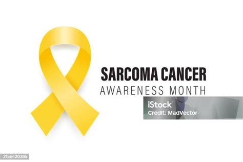 육종 뼈 암 배너 카드 흰색 배경에 벡터 3d 현실적인 노란 리본과 플래 카드 육종암 인식의 달 상징 클로즈업 7월 세계 골암의