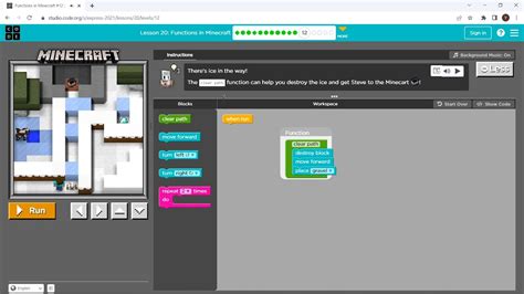 L20 12 Express 2021 Lesson 20 Functions In Minecraft Level 12 Youtube