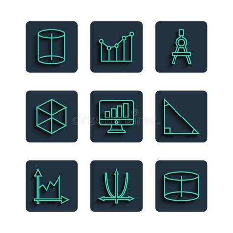 Set Line Graph Schedule Chart Diagram Geometric Figure Cylinder Drawing Compass Computer