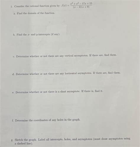 solved 1 consider the rational function given by