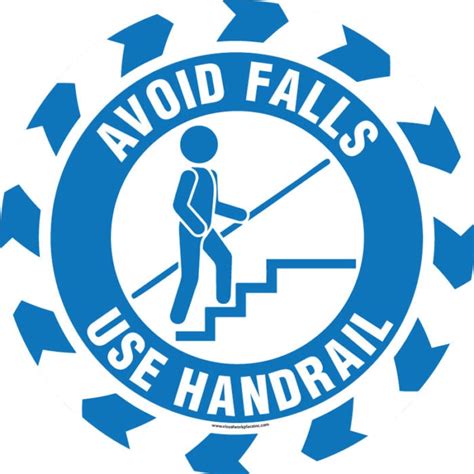 Floor Decal Round Avoid Falls Use Handrails Visual Workplace Inc
