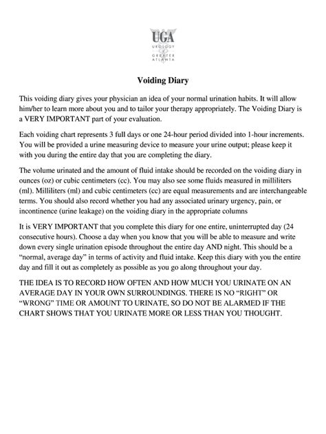 Fillable Online This Voiding Diary Gives Your Physician An Idea Of Your Normal Urination Habits