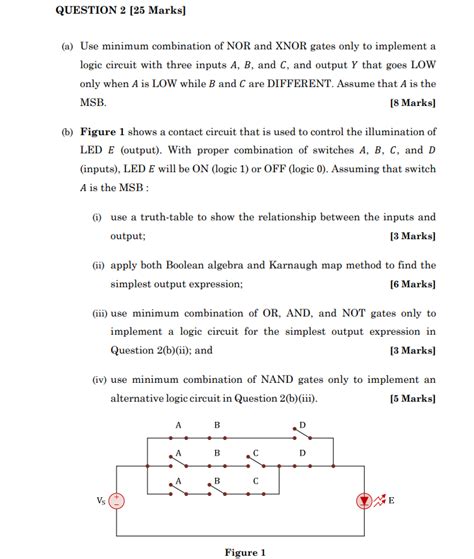 Solved Question 2 25 Marks A Use Minimum Combination Of