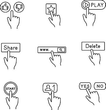 App Buttons Linear Icons Set Mobile Art Subscribe Vector Mobile Art