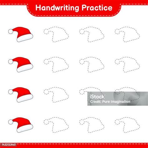 필기 연습 산타 모자의 라인을 추적 교육 어린이 게임 인쇄 워크 시트 벡터 일러스트레이션 0명에 대한 스톡 벡터 아트 및 기타 이미지 Istock
