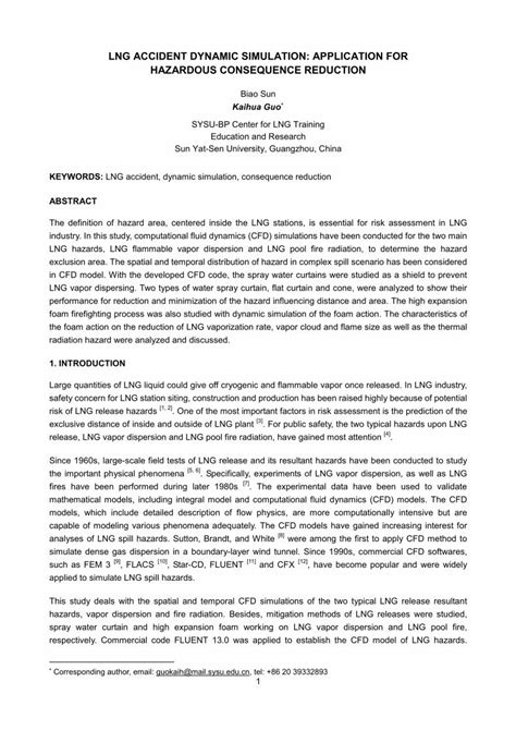 Pdf Lng Accident Dynamic Simulation Application For Lng Accident