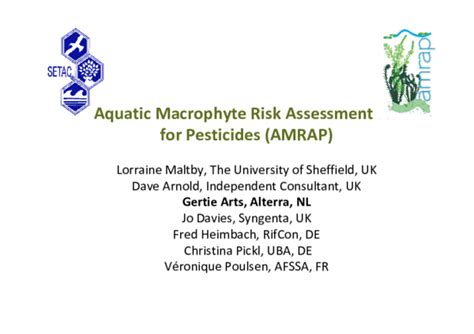 Pdf Aquatic Macrophyte Risk Assessment For Pesticides