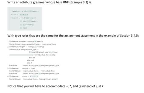Solved Write An Attribute Grammar Whose Base Bnf Example
