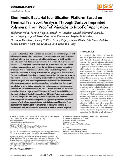 Pdf Biomimetic Bacterial Identification Platform Based On Thermal