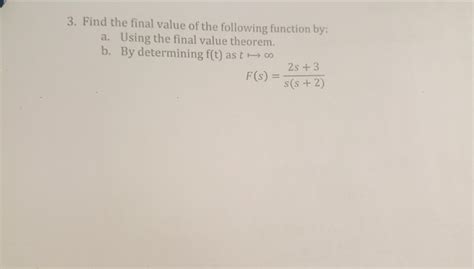 Solved Find The Final Value Of The Following Function By Chegg