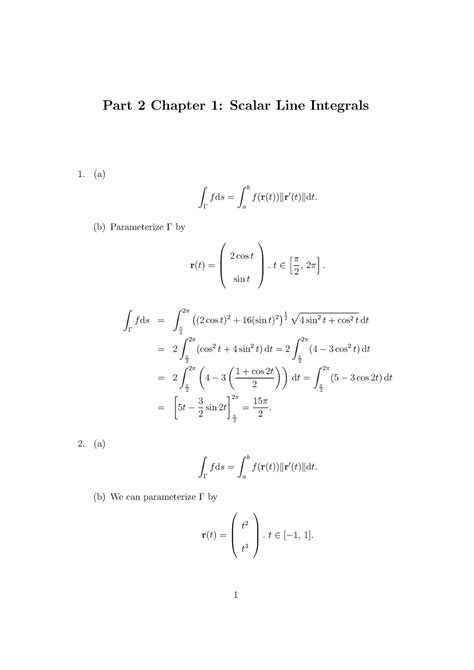 Scalar Line Integrals Lecture Notes 1 Part 2 Chapter 1 Scalar Line Integrals 1 A Z Z B F
