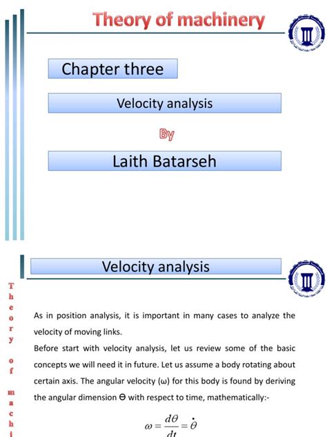 analyze velocities of moving links using the velocity polygon method pdf