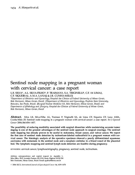 Pdf Sentinel Node Mapping In A Pregnant Woman With Cervical Cancer A