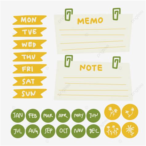 귀여운 저널링 플래너 스티커 세트 일러스트 요소 장식 세트 일러스트 스티커 일러스트 귀여운 일러스트 Png 일러스트 및 Psd 이미지 무료 다운로드 Pngtree