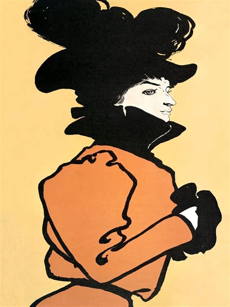 Vintage Woman In Orange Dress Illustration Edward Penfield Art Print