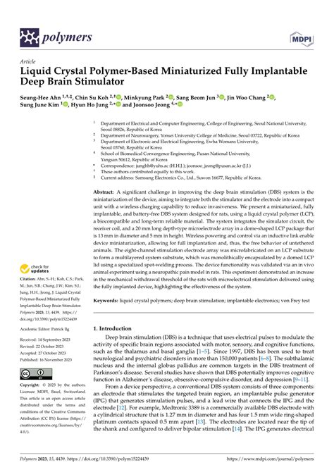 Pdf Liquid Crystal Polymer Based Miniaturized Fully Implantable Deep Brain Stimulator