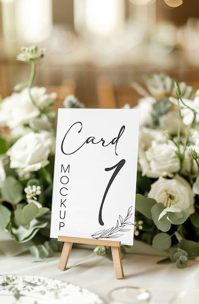 Wedding Table Card And Flowers Premium Ai Generated Psd