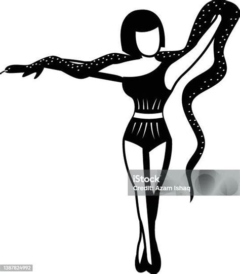 Jungle Girl Dengan Desain Ikon Vektor Python Atau Belly Dancer Simbol Karakter Sirkus Tanda