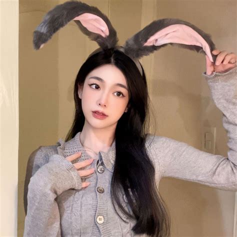 Judy Rabbit Ear Headdress Plush Headband Hair Accessories Osplay Cute Headband Accessories Dress