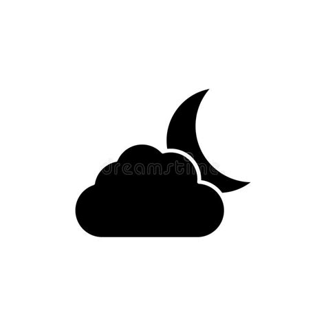 Cloud Moon Icon Set Night Time Vector Symbol Nighttime Dream Icon In Black Filled And Outlined