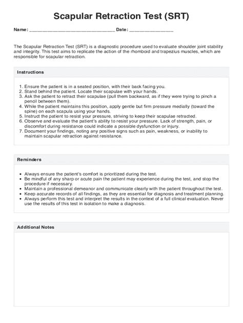 Fillable Online Scapular Retraction Test Srt Fax Email Print Pdffiller