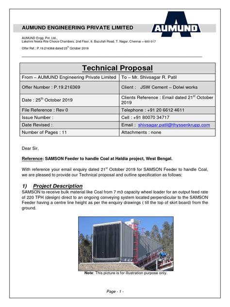 Thyssenkrupp Samson Feeder Technical Proposal R0 Pdf