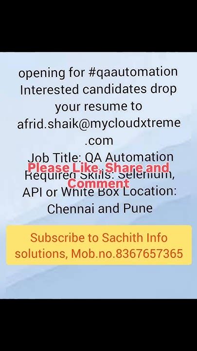 Opening For Qa Automation Testingjobs Qaautomation Youtube