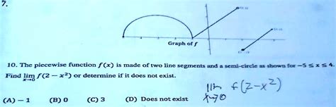 Solved Graph Of F 10 The Piecewise Function Fx Is Made Of Two Line