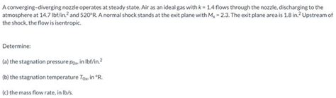 Solved A Converging Diverging Nozzle Operates At Steady