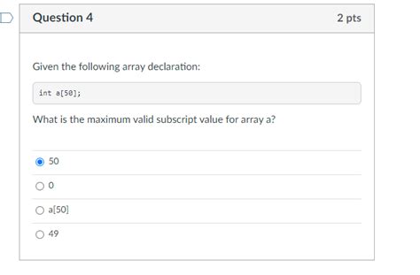 solved question 4 2 pts given the following array